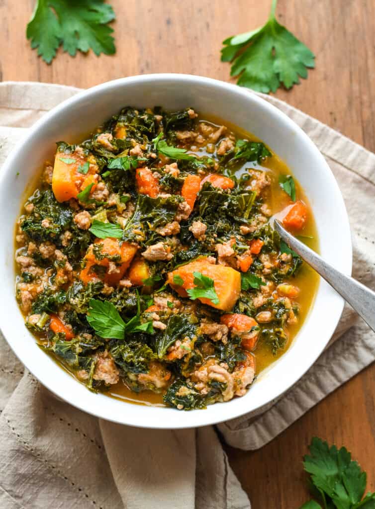 Lemony Spiced Turkey Stew with Greens (Paleo, Vegan Option) | Eat Well ...