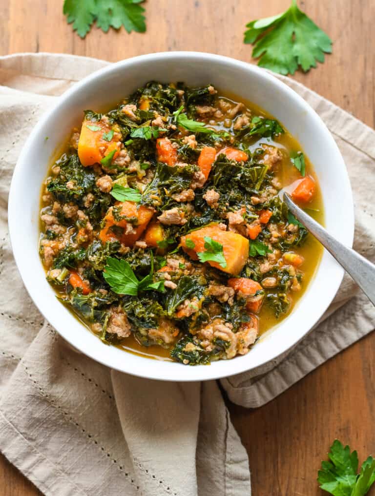 Lemony Spiced Turkey Stew with Greens (Paleo, Vegan Option) | Eat Well ...