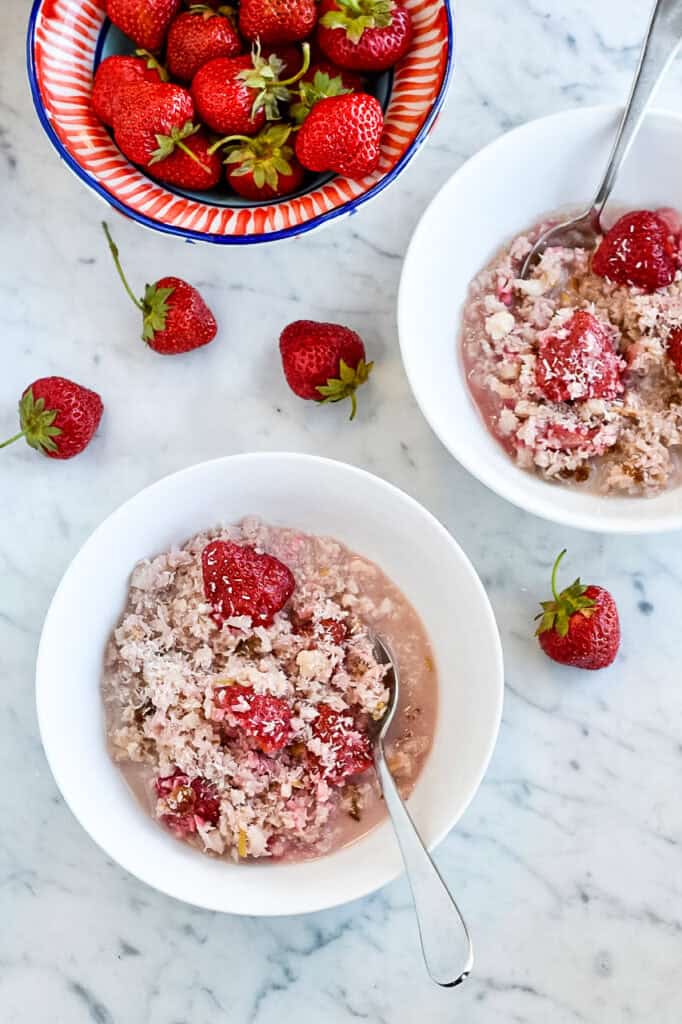 Creamy Strawberry Porridge (Nut Free, Low Carb) | Eat Well Enjoy Life